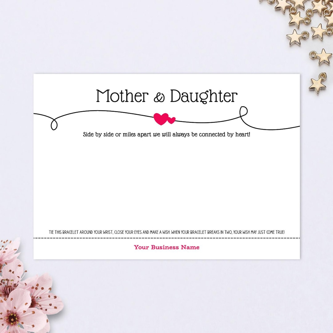 Customizable Mother Daughter Printable Jewelry Display Card ...