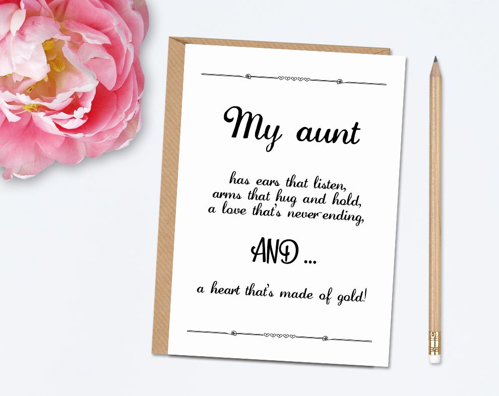 Aunt Appreciation Card 4x6 & 5x7 Aunties Gift Printable Aunt - Etsy
