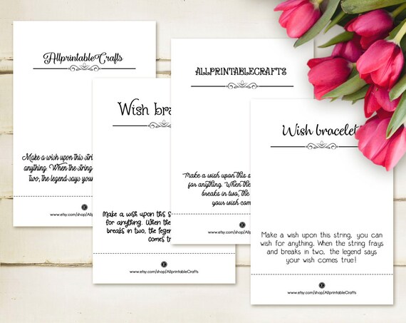 Customized Wish Bracelet Display Cards Set Printable Bracelet | Etsy