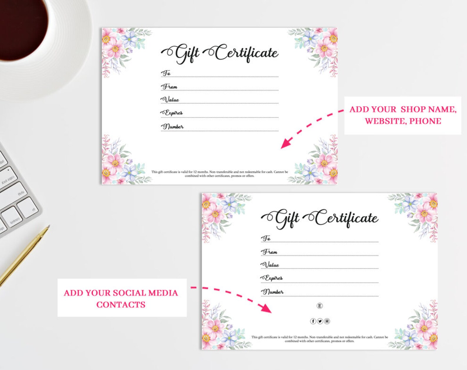 Personalized Gift Card Template Custom Gift Certificate Gift - Etsy France