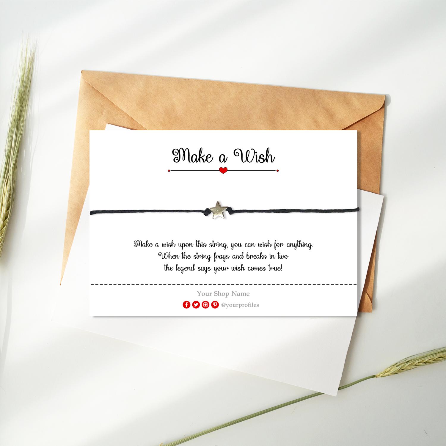 Printable Friendship Bracelet Display Cards, Customizable Make a Wish ...
