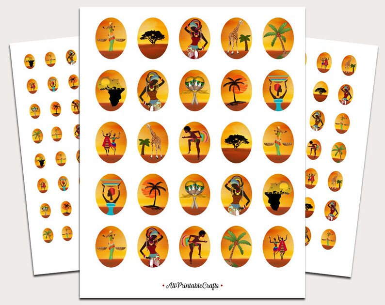 Africa Oval Images for Pendants 30x40mm, 18x25mm, 13x18mm Digital ...