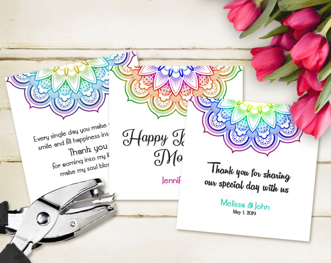 Set of 12 Personalizable Printable Mandala Tags, Custom Hang Tags ...