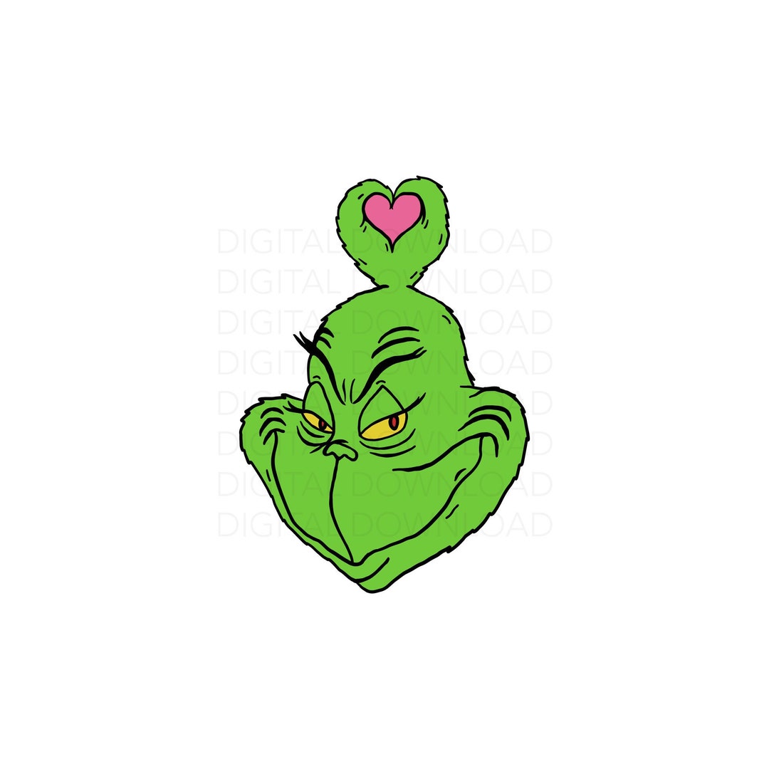 Grinch Pink Heart SVG, Grinch Face PNG, Grinch SVG, Adornos navideños ...