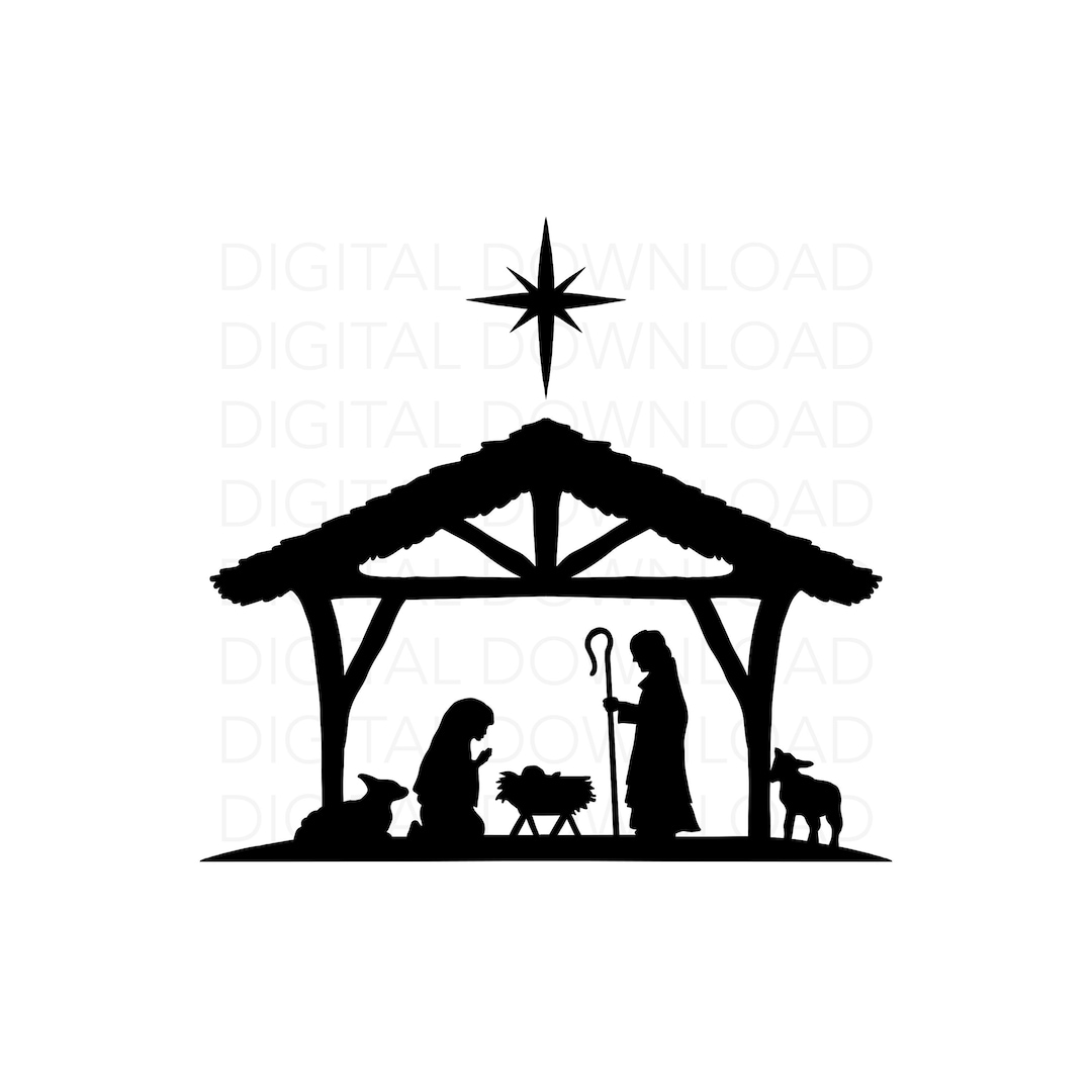 Nativity Scene SVG, Nativity Set SVG, Nativity SVG, Nativity Silhoutte ...