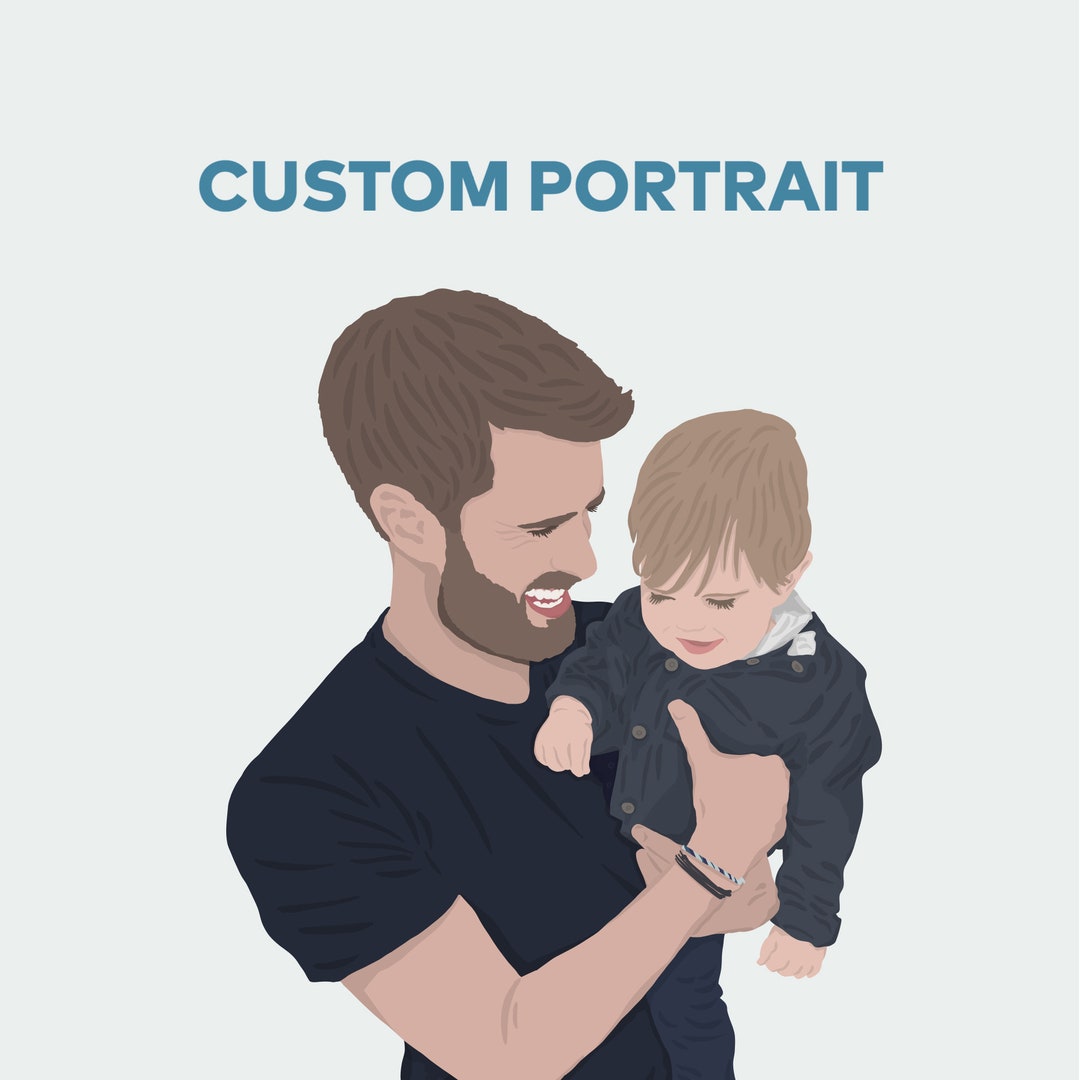 Custom Dad Portrait, Faceless Portrait, Dad Illustration, Personalized ...