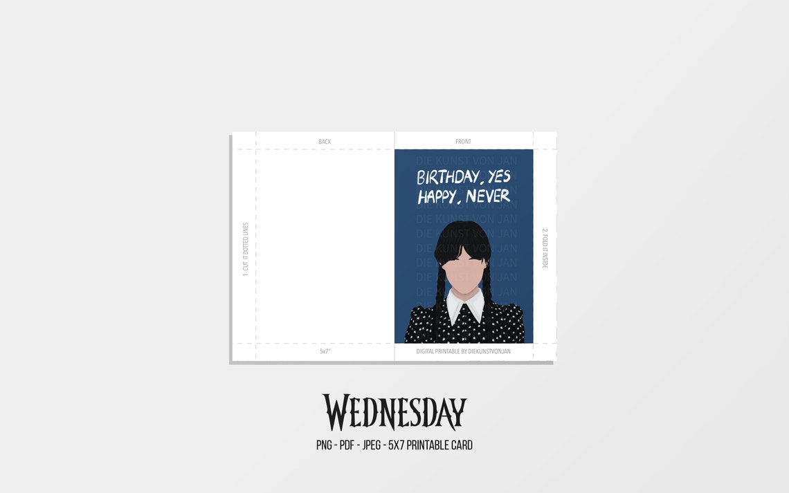 Wednesday Birthday Card Birthday Yes Happy Never Print - Etsy