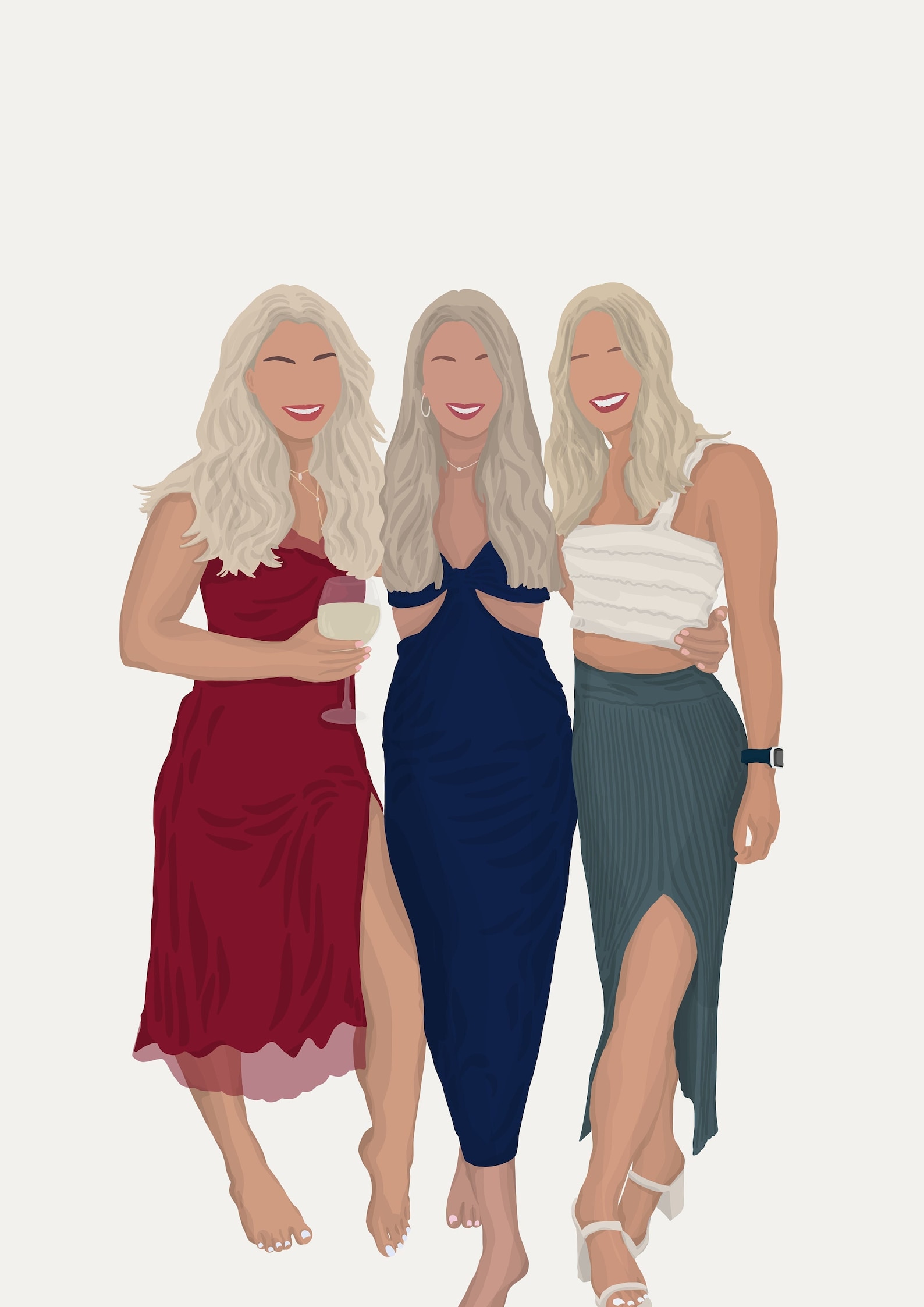 Custom Group Portrait Faceless Portrait Illustration From - Etsy