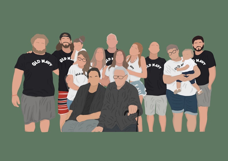 Custom Group Portrait: Personalized Team or Family Gift (digital) - Etsy