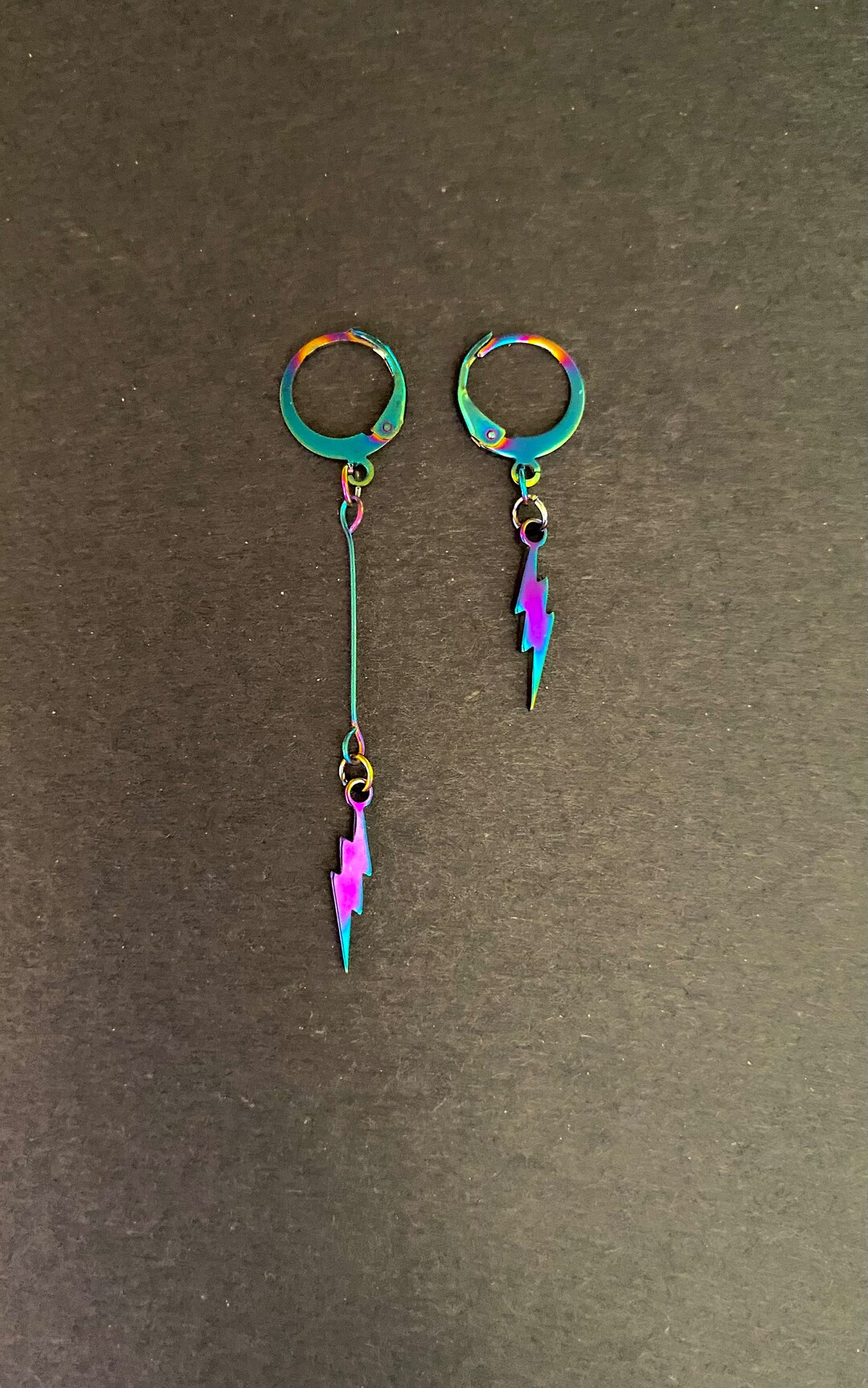 Rainbow Stainless Steel Mismatched Emo/goth/rock Earrings/feather ...