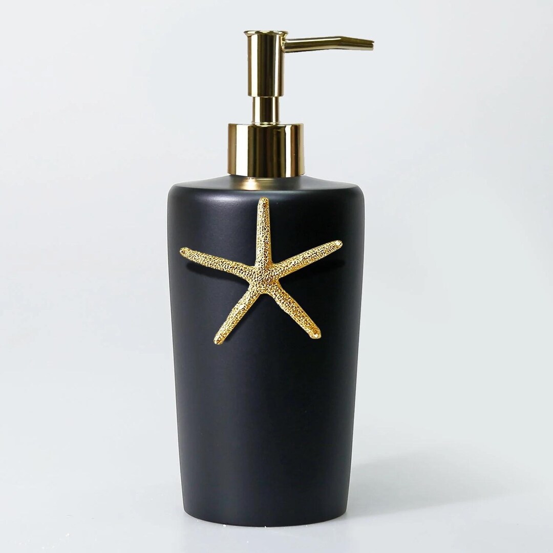 Ocean Liquid Soap Dispenser With Manual Pump in Black and Gold Color - Etsy