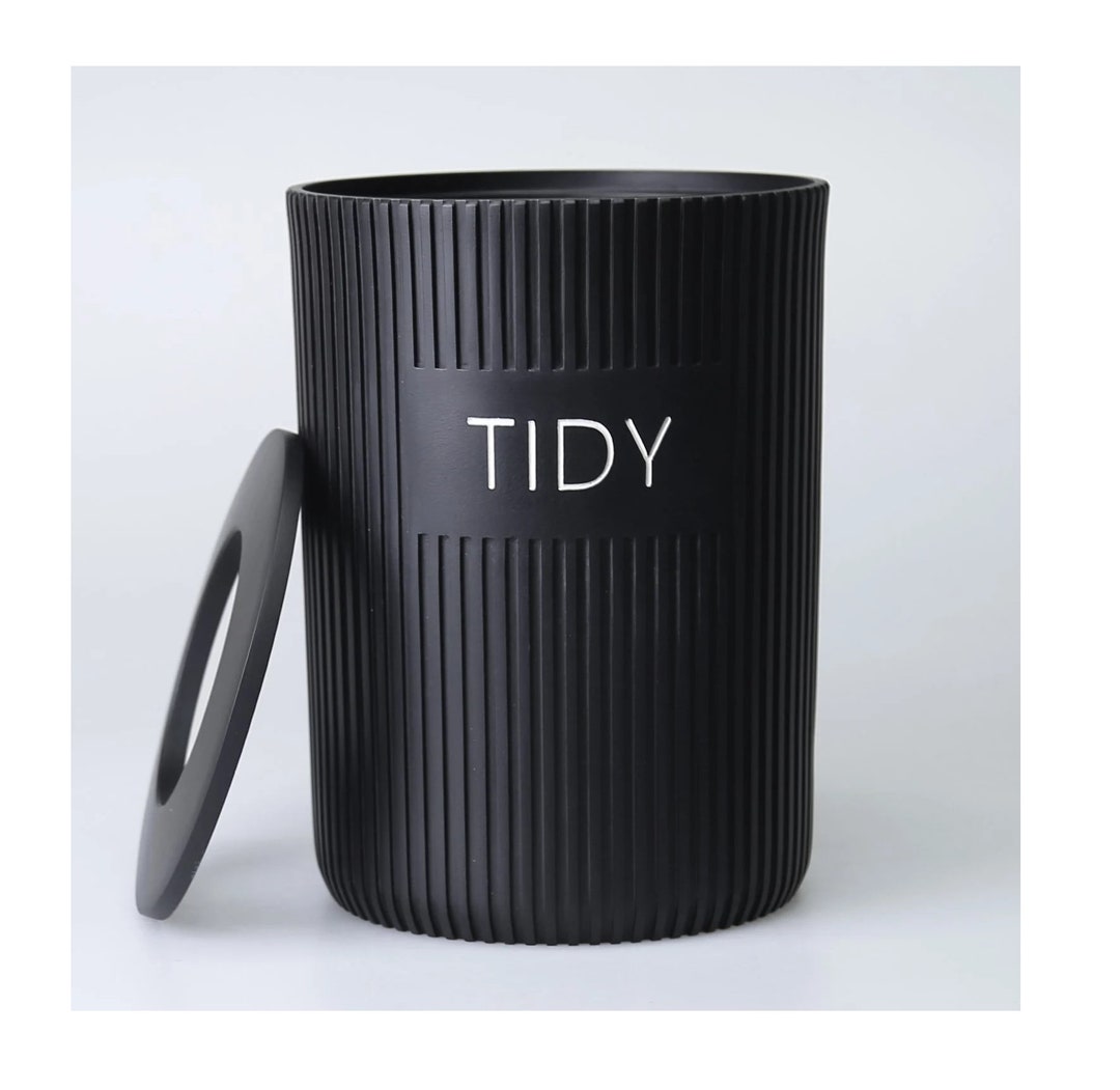 Grooved Trash Can With Manuel Lid for Bathroom, Kitchen, Office ...