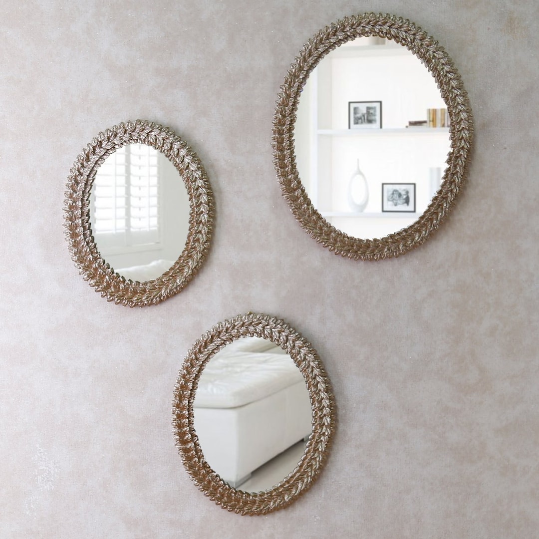 Caesar Mirrors in Taupe Color / Set of 3 Wall Mirrors in Gold Color ...