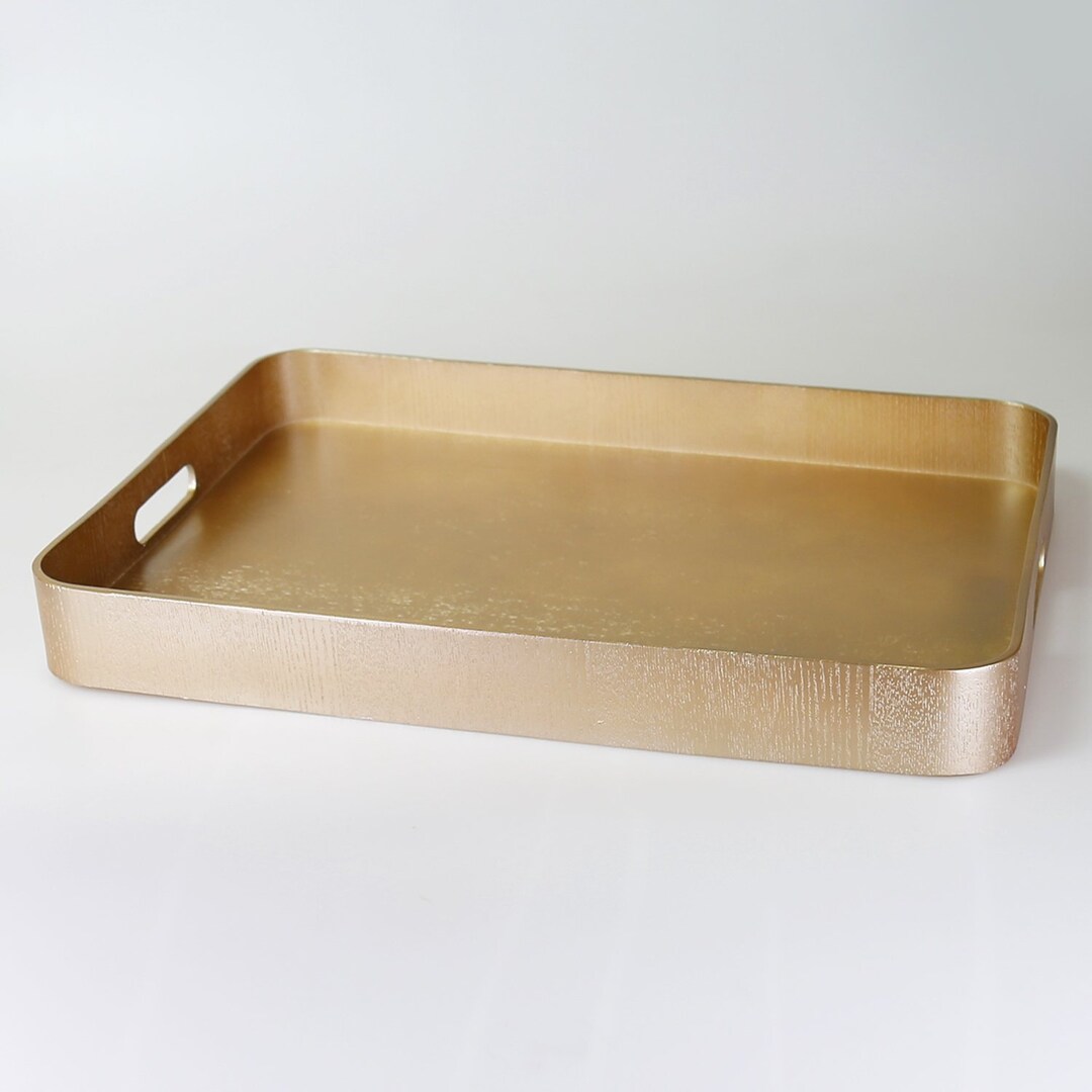 Wood Look Resin Rectangular Large Trays in Gold Silver - Etsy