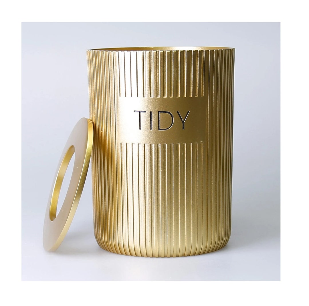 Grooved Trash Can With Manuel Lid for Bathroom, Kitchen, Office ...