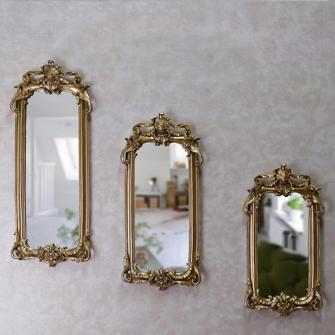 Royal Rectangular Shape Set of 3 Mirrors / Vintage-inspired Ornate Wall ...