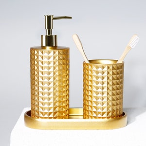 Neptune 5 Pieces Bathroom Set in Gold Color With Dustbin - Etsy