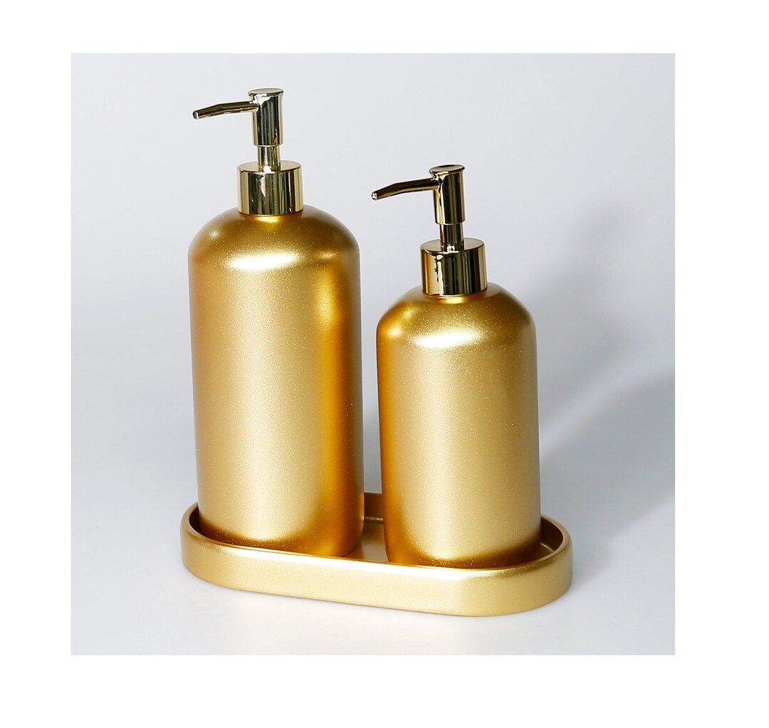 Smooth Bathroom Set in Gold Color / Soap Dispenser, Large Soap ...