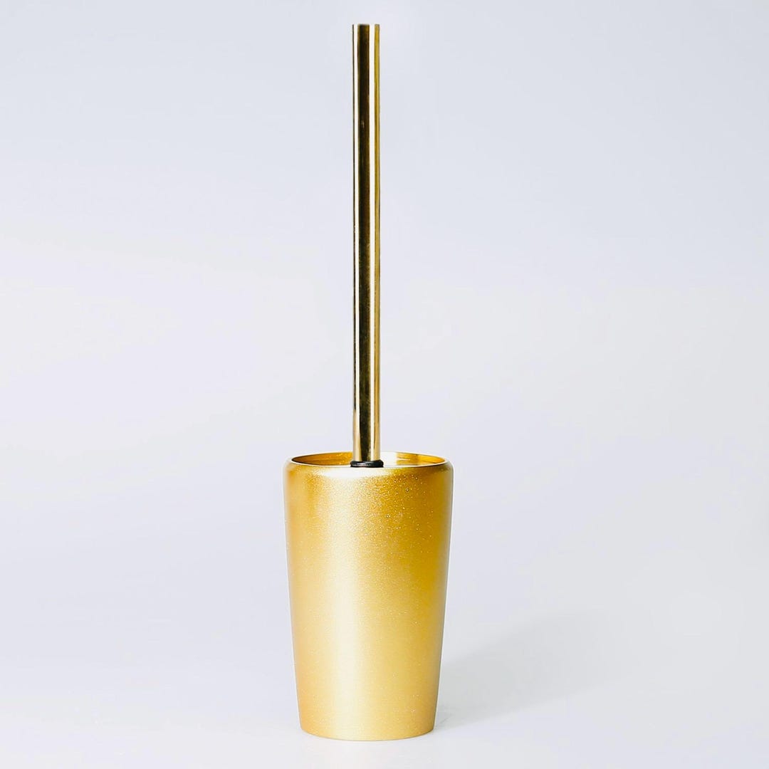 Conical Toilet Brush and Holder in Gold Color / Resin Toilet Brushes ...
