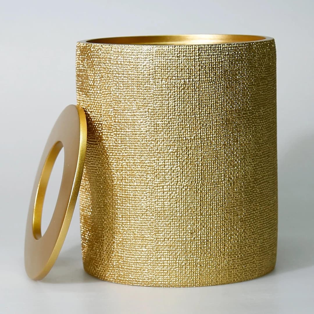 Natural Trash Bin With Classic or Hygienic Lids / Gold Trash Can for ...