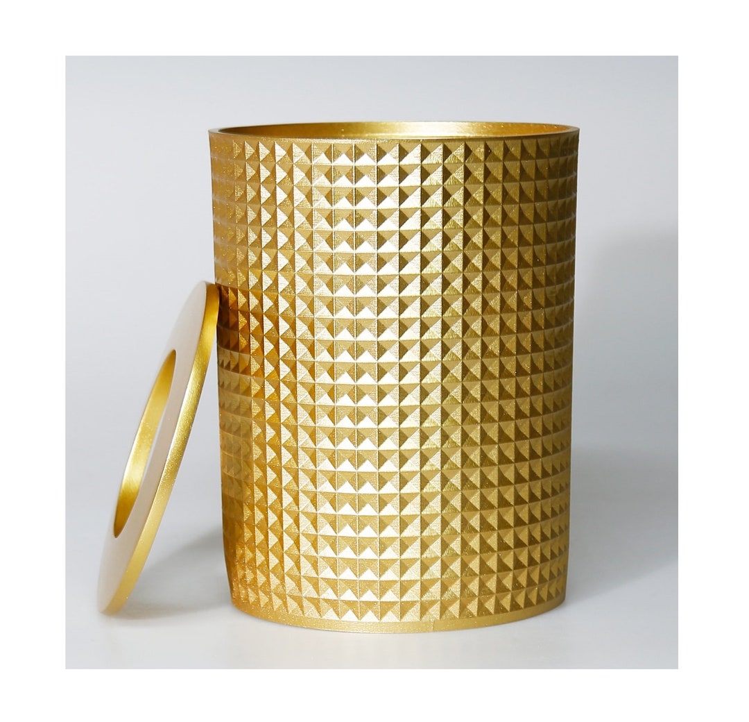 Neptune Trash Can With Manuel Lid in Gold Color / Resin Dustbin for ...