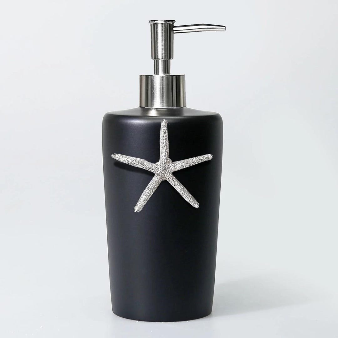 Ocean Liquid Soap Dispenser With Manual Pump in Black and Silver Color ...