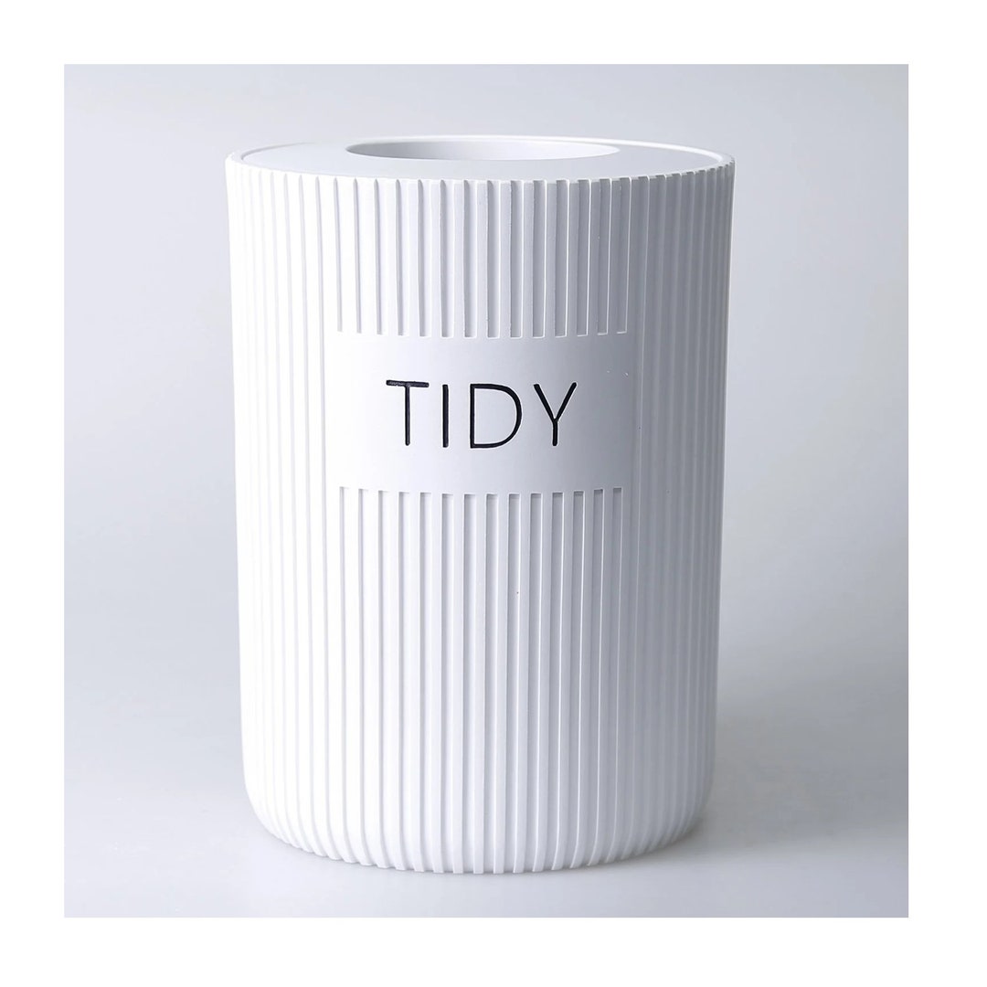 Grooved Trash Can With Manuel Lid for Bathroom, Kitchen, Office ...