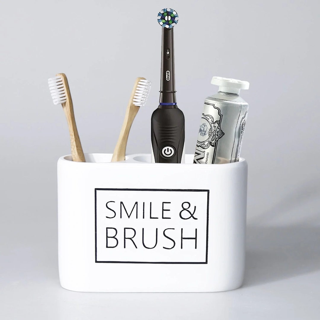 Clemente Double Toothbrush Holder in White Color - Etsy
