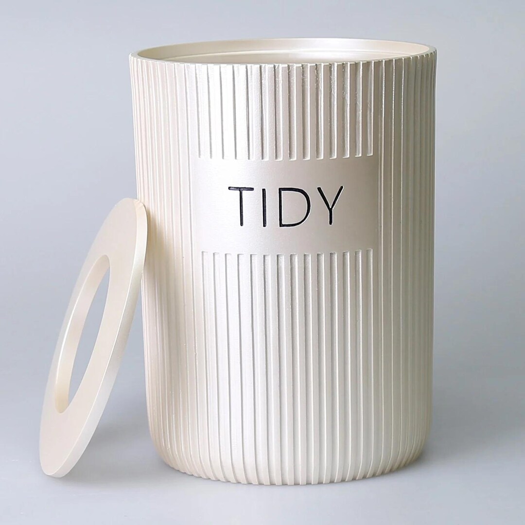 Grooved Trash Bin With Classic or Hygienic Lids for Bathroom, Kitchen ...