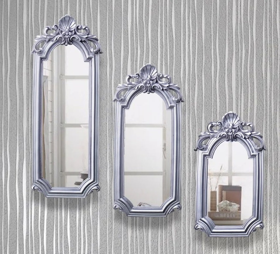 Lucia Set of 3 Wall Mirrors in Silver Color - Etsy