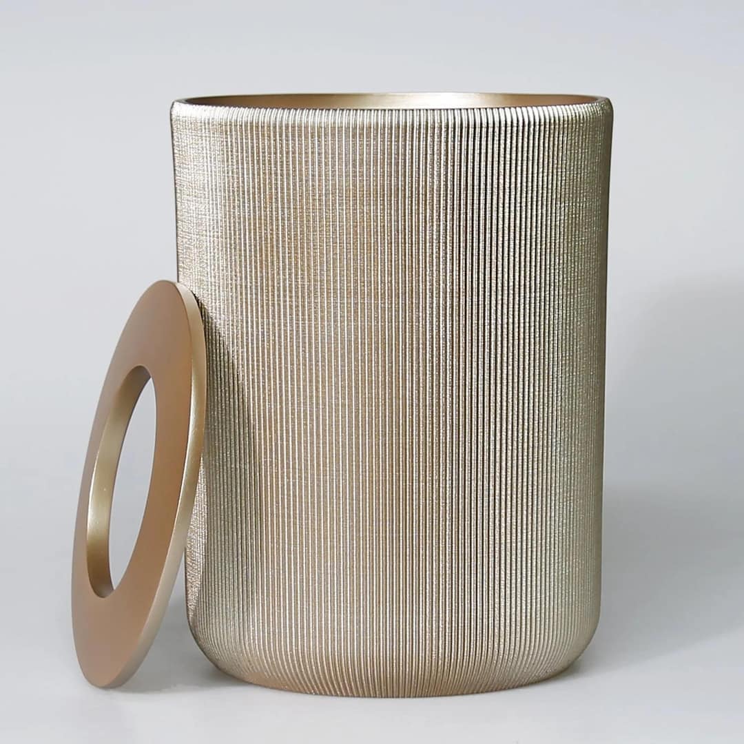 Lydia Trash Can With Manuel Lid in Taupe Color / Resin Dustbin for ...