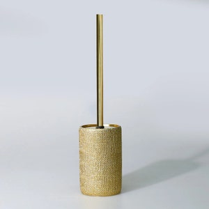 Natural 5 Pieces Bathroom Set in Gold Color With Dustbin, Toilet Brush ...