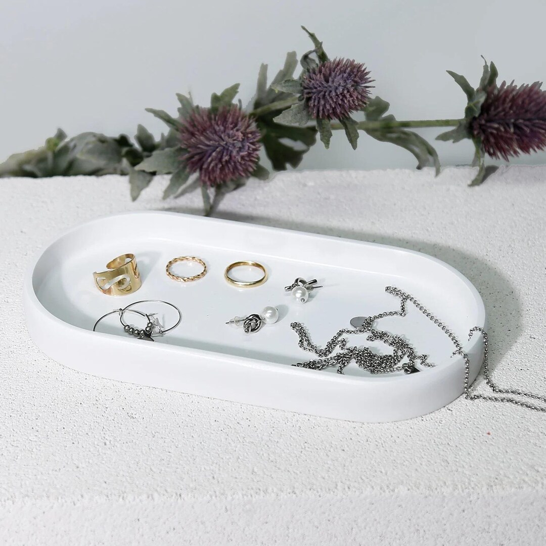 Tiny Oval Resin Tray / Jewelry Organizer Tray / Decorative Trays / Very ...