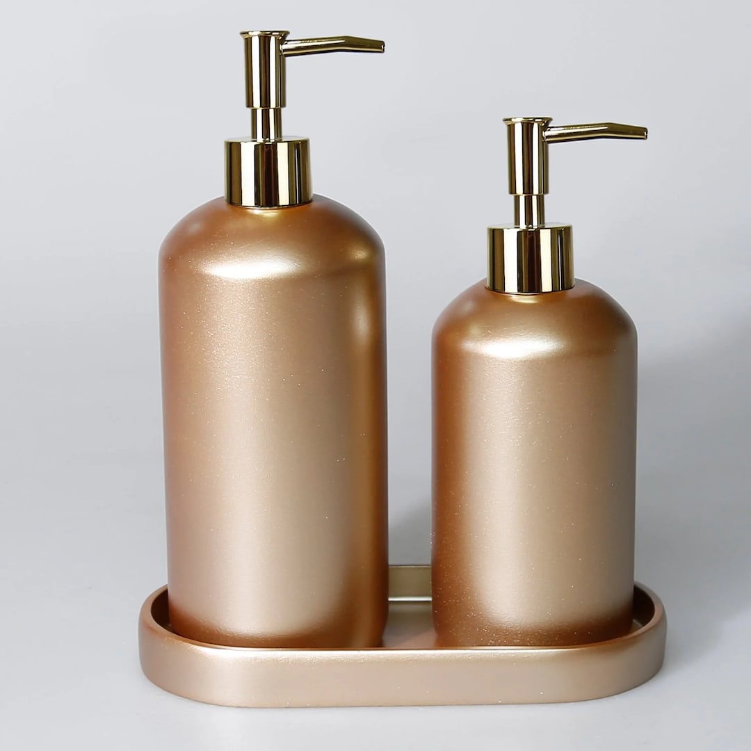 Smooth Bathroom Set in Taupe Color / Soap Dispenser, Large Soap ...
