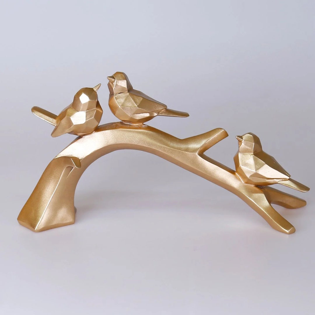 3 Sparrow Bird Figurine in Gold Color - Etsy