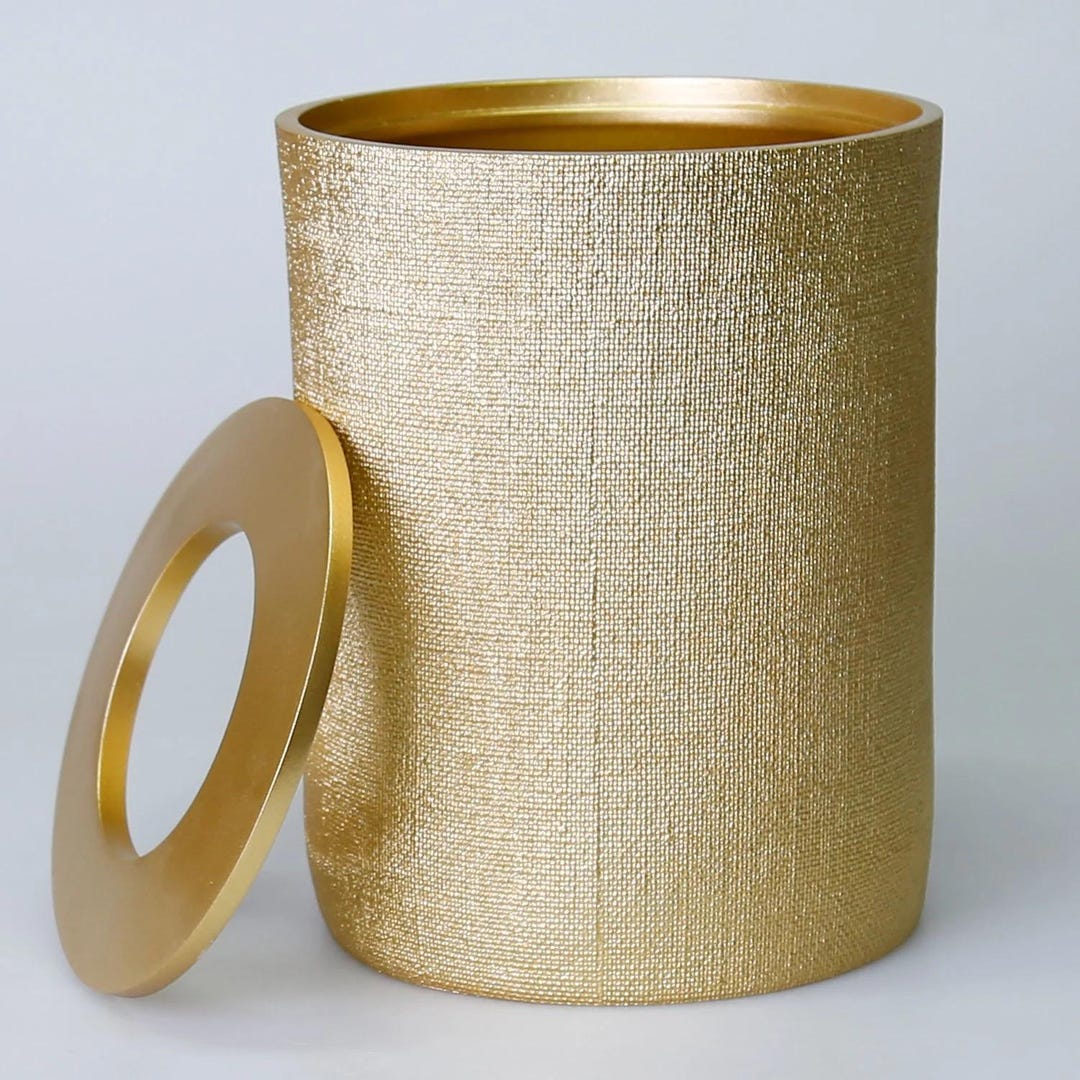 Linen Collection Gold Trash Can – Modern Bathroom & Kitchen Waste Bin ...