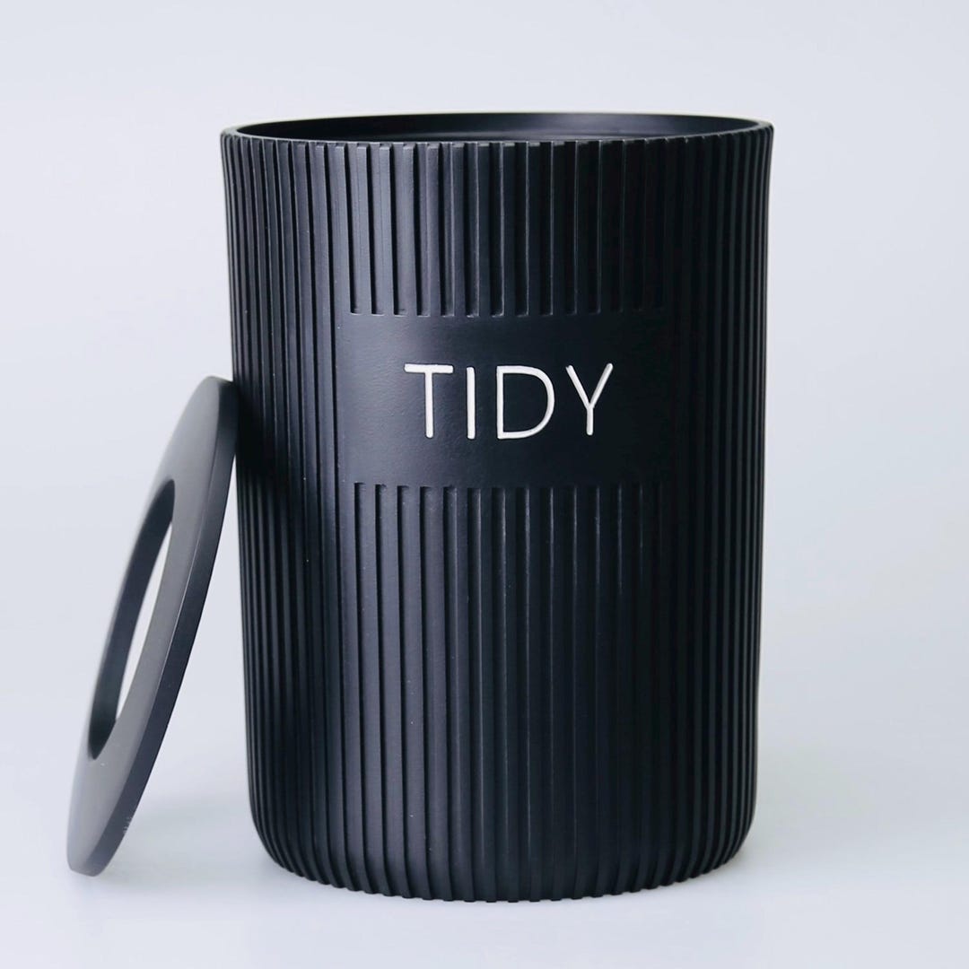 Grooved Trash Can With Manuel Lid for Bathroom, Kitchen, Office ...