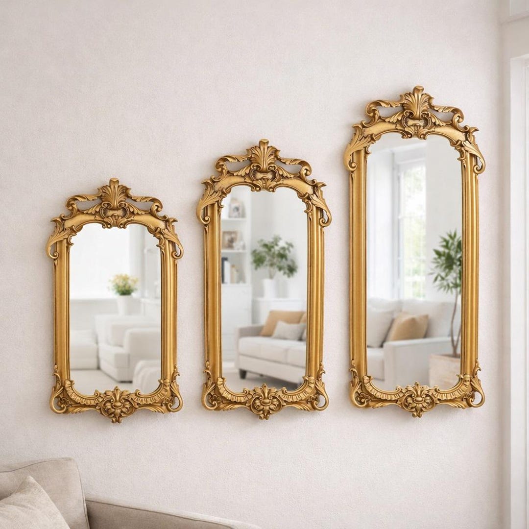 Royal Collection Gold Wall Mirrors: Vintage Resin Mirror Set of 3 - Etsy