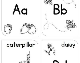 Printable Nature Themed Alphabet Cards in Cursive - Etsy