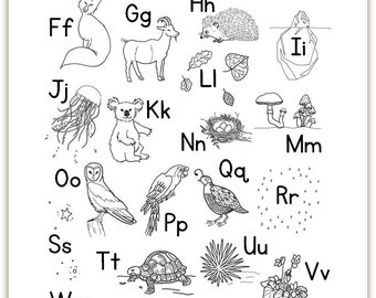 Printable Nature Themed Alphabet Cards in Print - Etsy