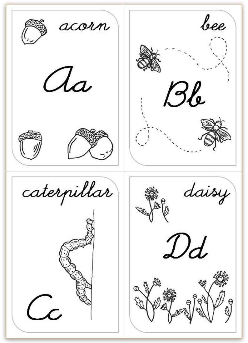 Printable Nature Themed Alphabet Cards in Cursive - Etsy