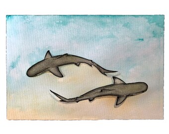Reef Shark Watercolour Print Marine Themed Wall Art Home Design - Etsy