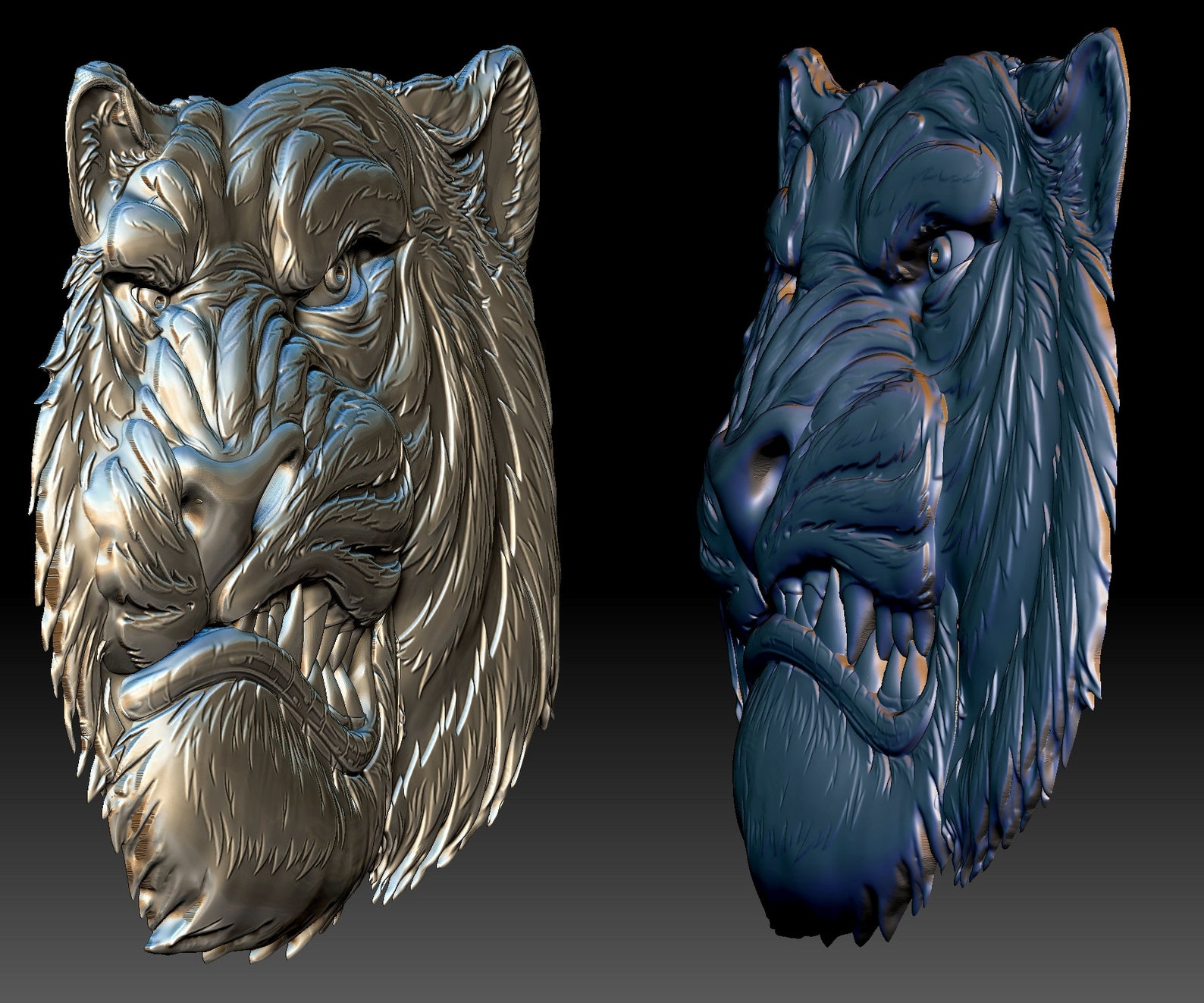 Tiger head STL file 3d model Bas-relief for CNC router or 3D | Etsy