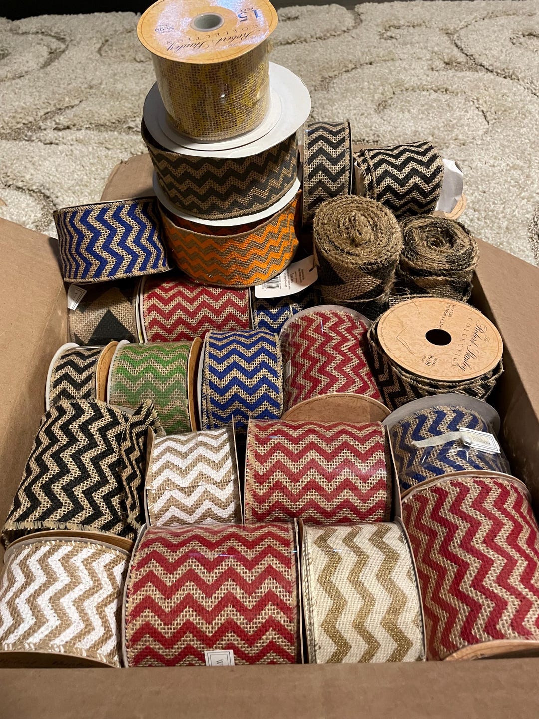 BURLAP WIRED EDGE Chevron Ribbons, Burlap Ribbon, Chevron Ribbon, Bulk ...