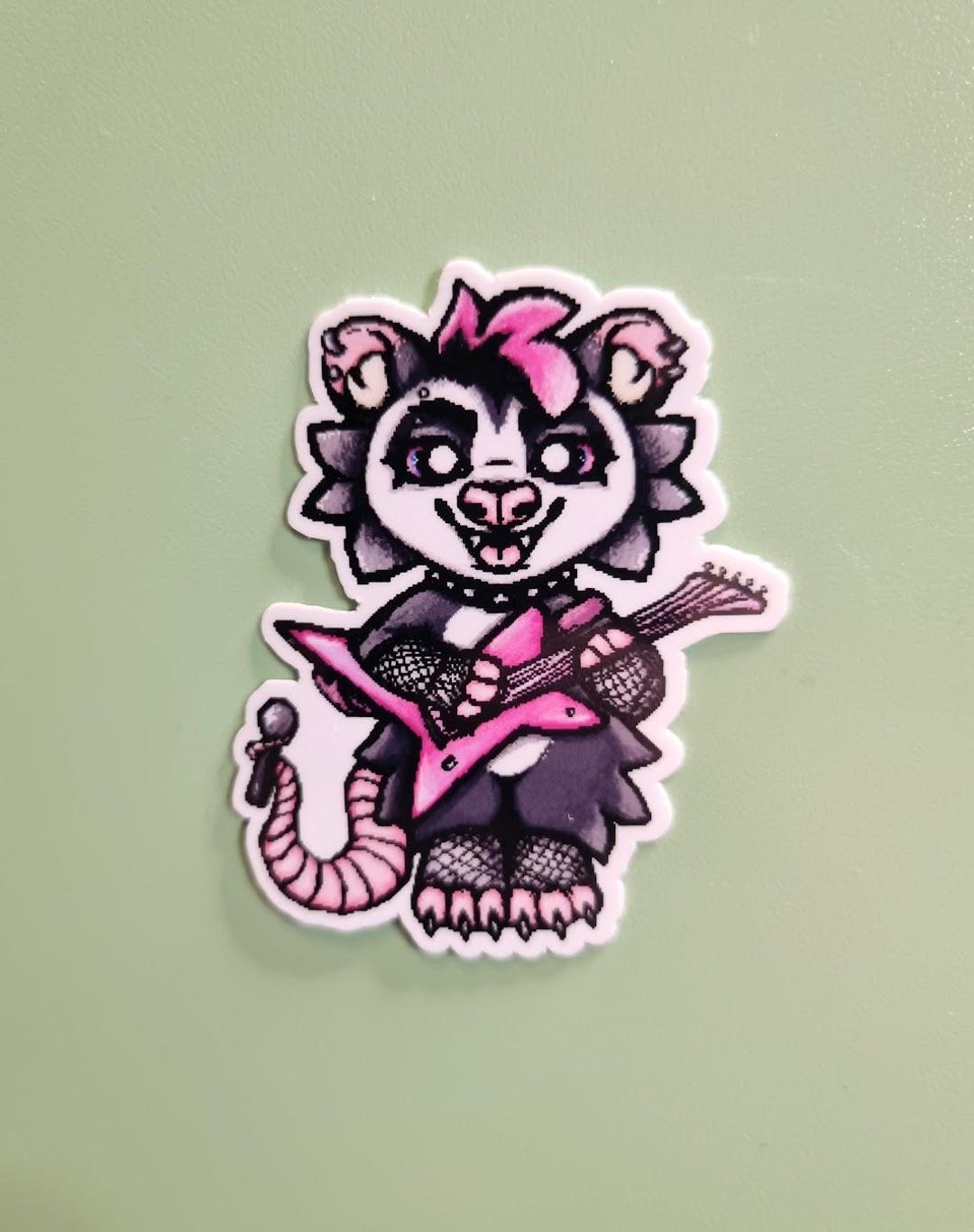 Punk Rock Opossum Pixel Art Sticker - Etsy
