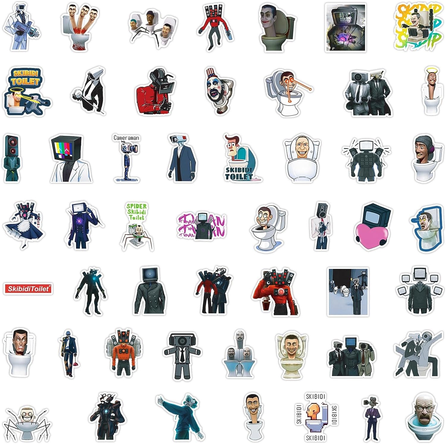 Skibidi Toilet Stickers: 50 Pack Waterproof Vinyl Decals - Etsy