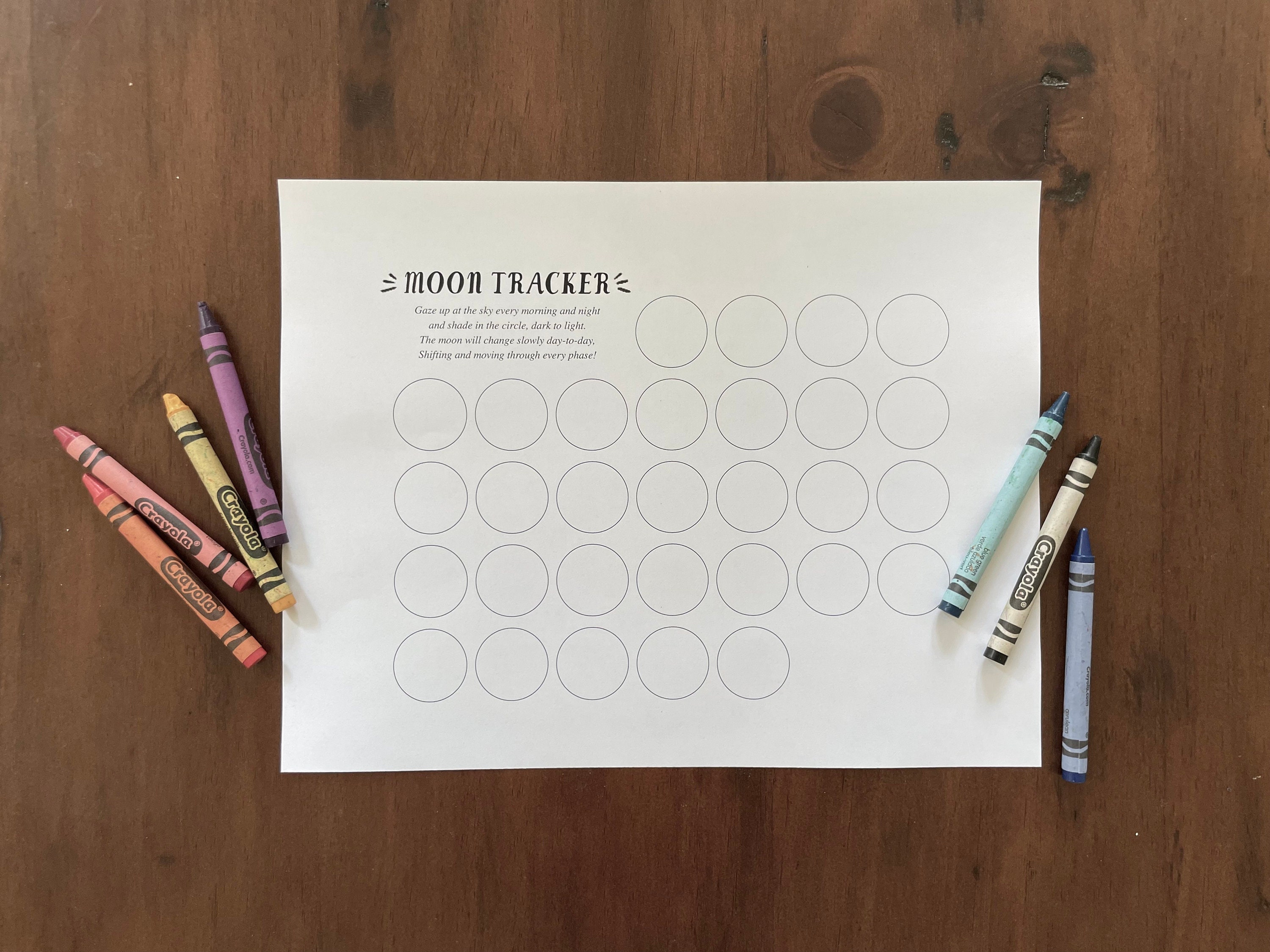 Kid's Moon Tracker Activity Sheet & Guide to the Moon Phases – Digital ...