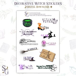 DIGITAL Decorative Witch Stickers Digital Witchy Stickers - Etsy