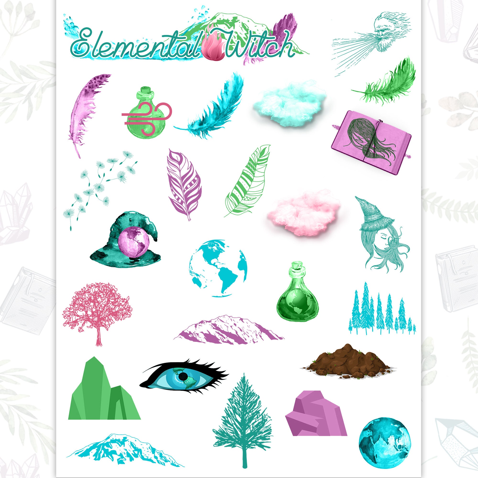 DIGITAL May Elemental Witch Kit Digital Stickers Download - Etsy