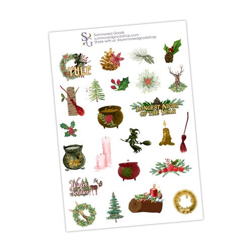 Yule Stickers for Planner Yule Planner Stickers Pagan - Etsy